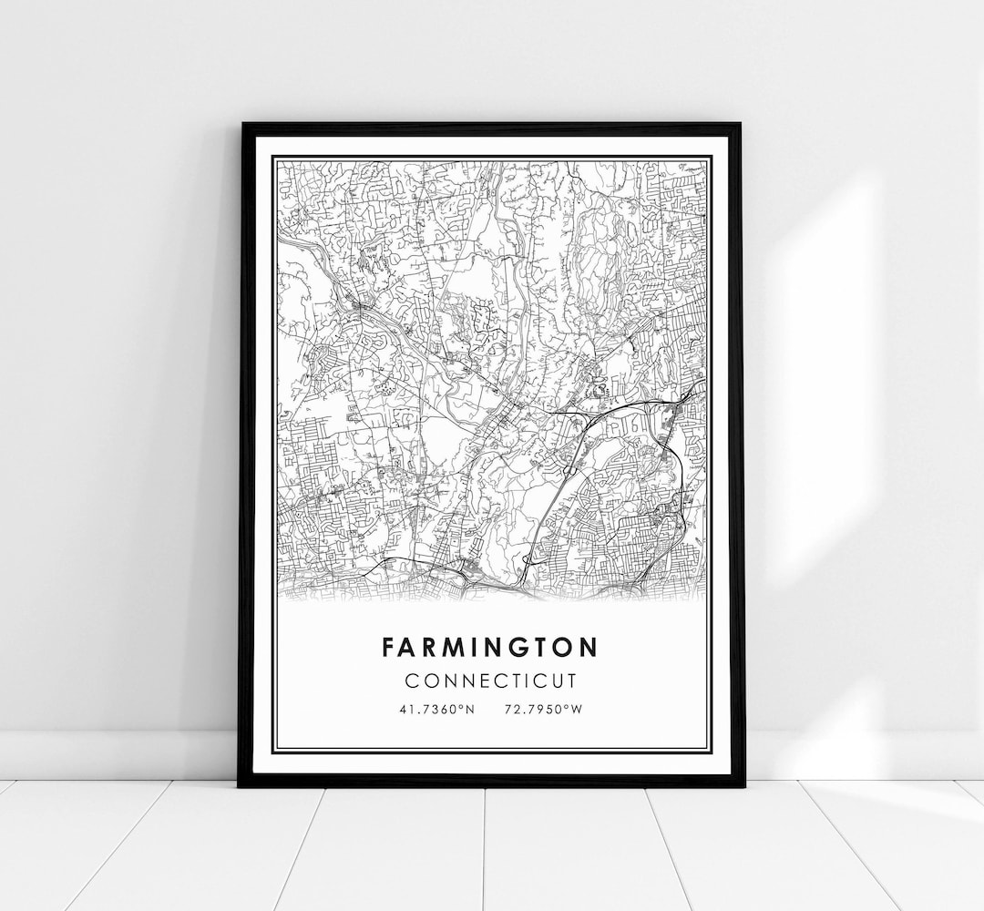 Farmington Connecticut Map Print Poster Canvas | Farmington City Map ...