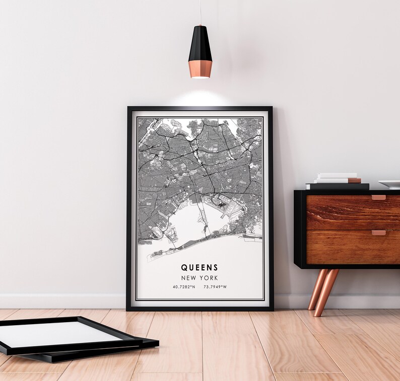 Queens Map Print Poster Canvas | New York Map Print Poster Canvas ...