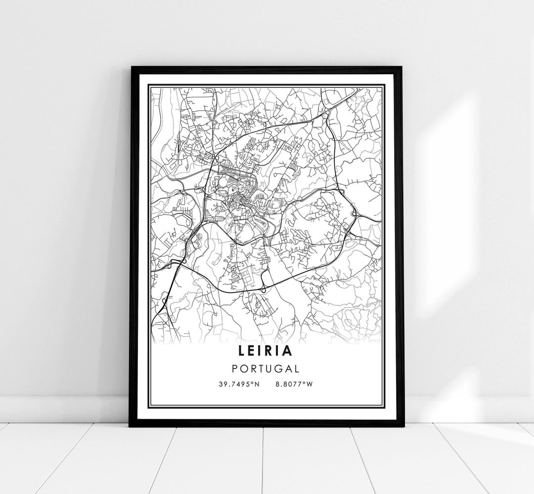 Leiria Map Print Poster Canvas Leiria Portugal Street Map Leiria City ...