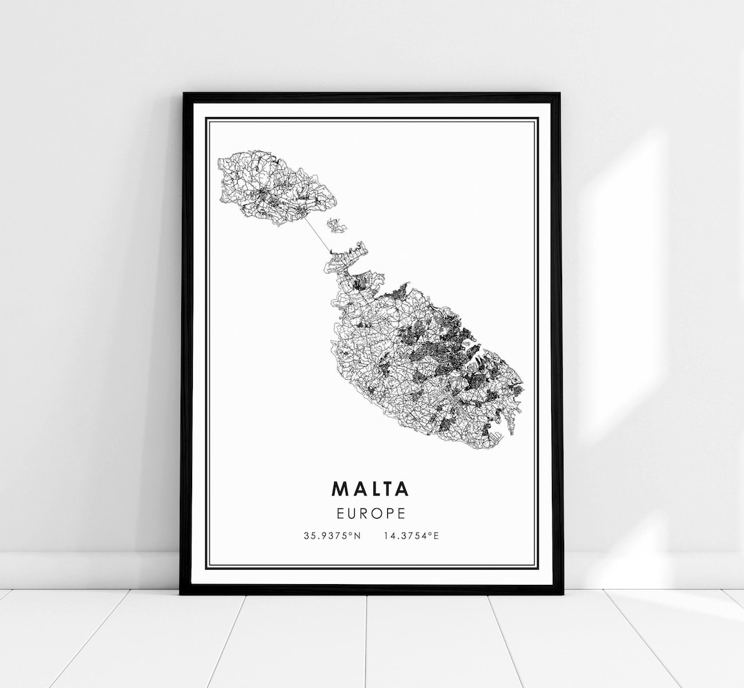 Malta Map Print Poster Canvas | Malta Map Print Poster Canvas | Malta ...