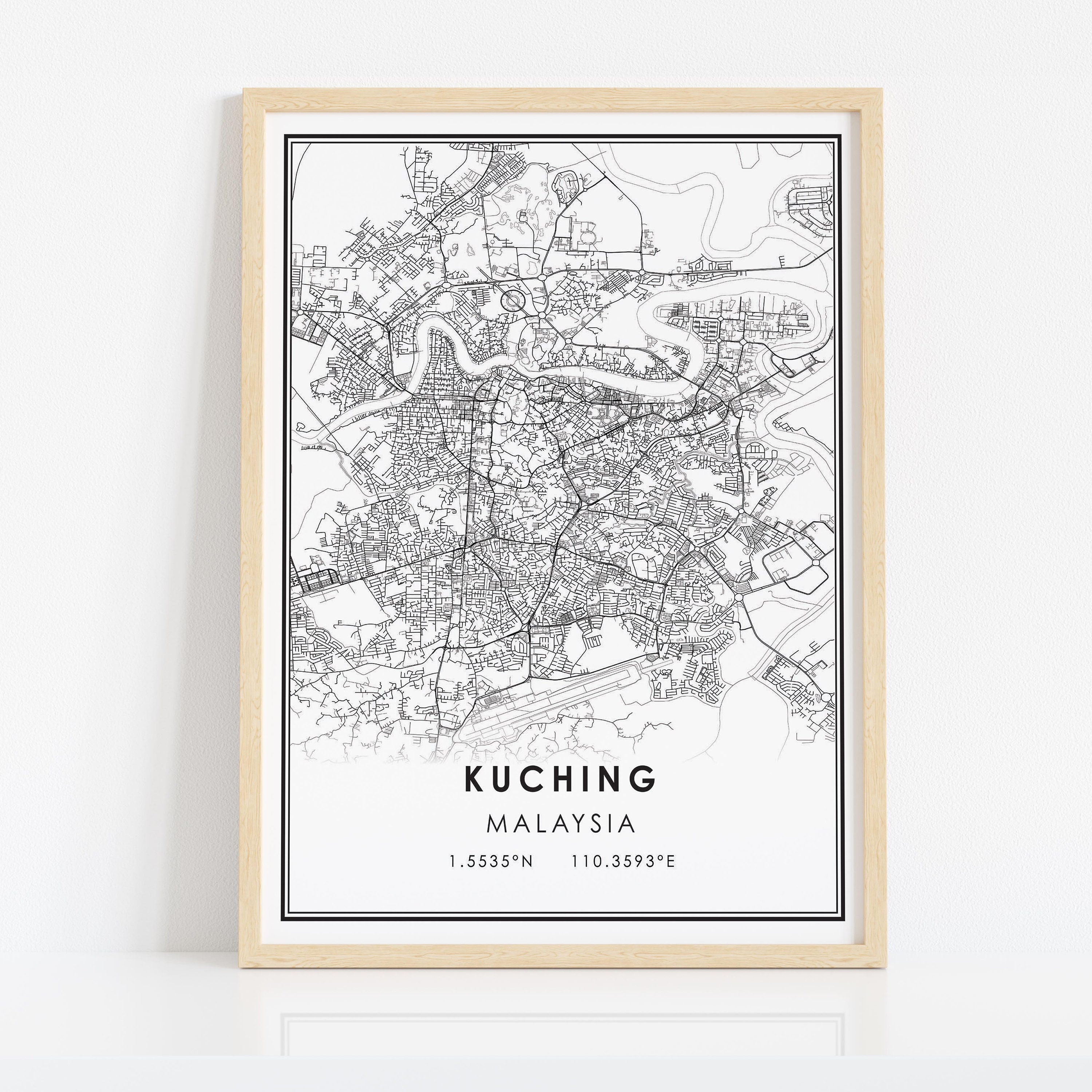 Kuching Map Print Poster Canvas Malaysia Map Print Poster | Etsy