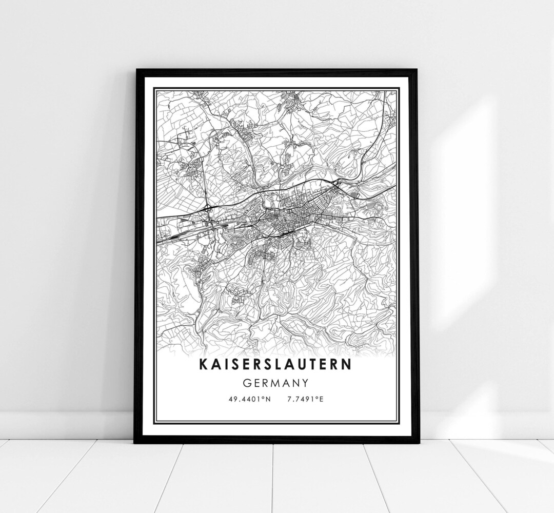 Kaiserslautern Map Print Poster Canvas | Germany Map Print Poster ...