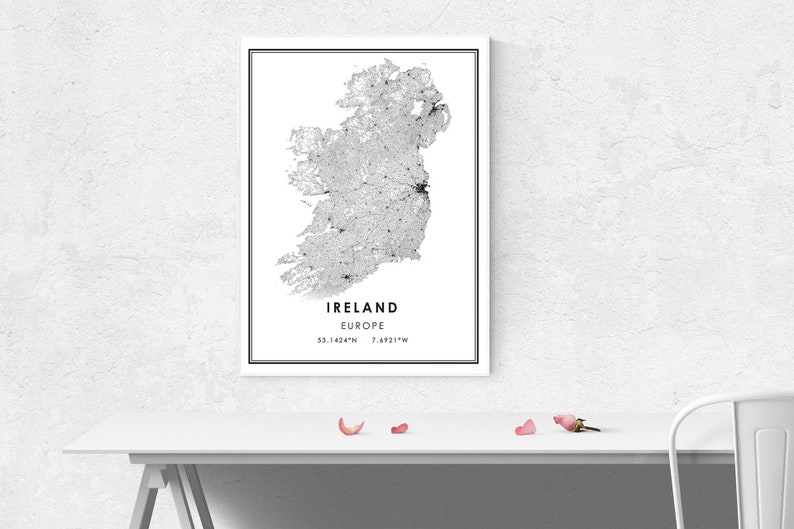 Ireland country map print poster canvas Ireland Country city | Etsy