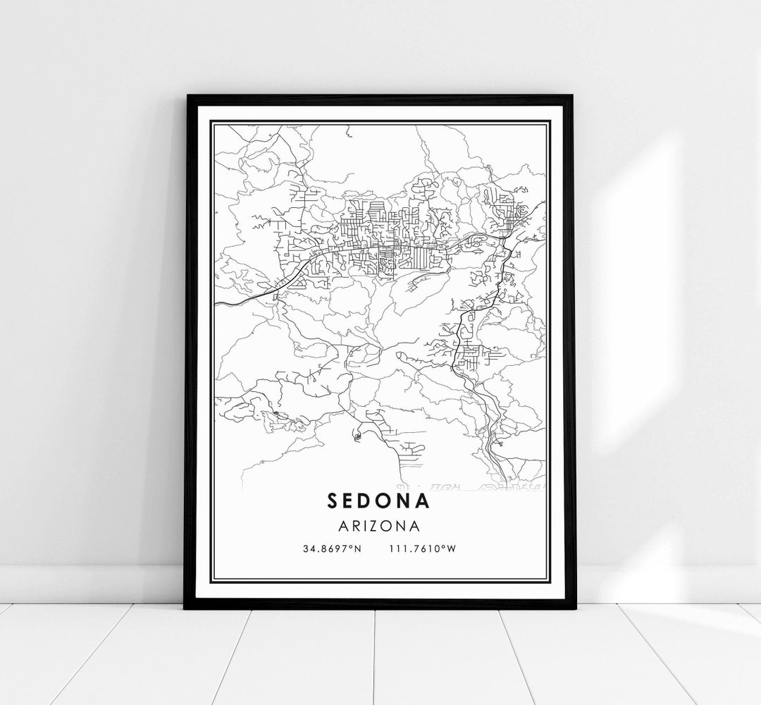 Sedona Arizona Map Print Poster Canvas | Sedona Arizona Map Print ...