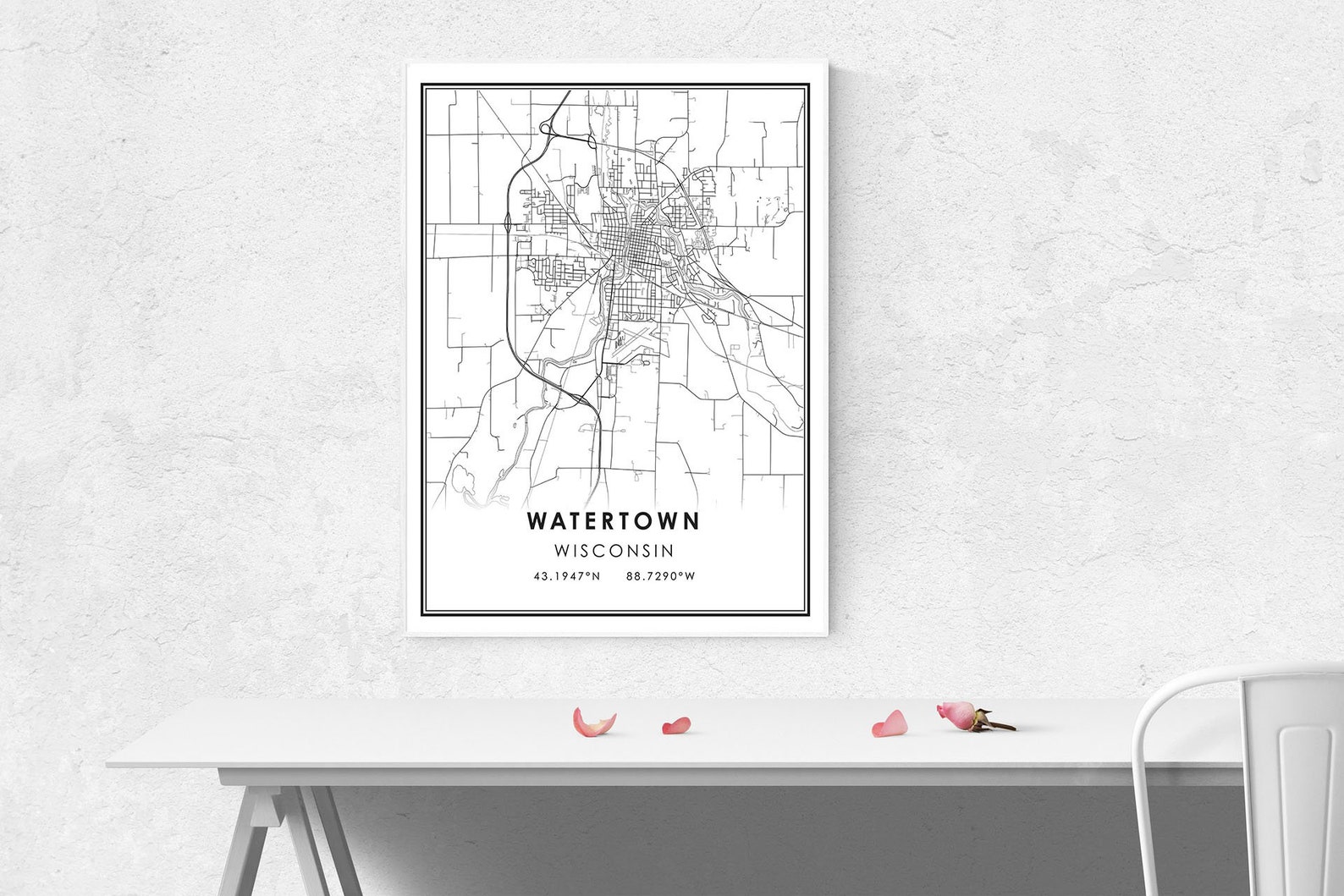 Watertown map print poster canvas Watertown Street map | Etsy