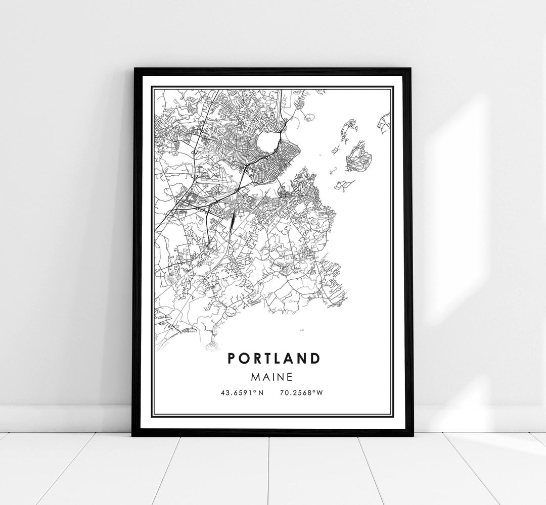 Portland Map Print Poster Canvas | Maine Map Print Poster Canvas ...