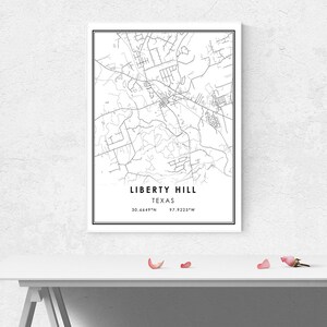 Liberty Hill Map Print Poster Canvas Texas Map Print Poster | Etsy