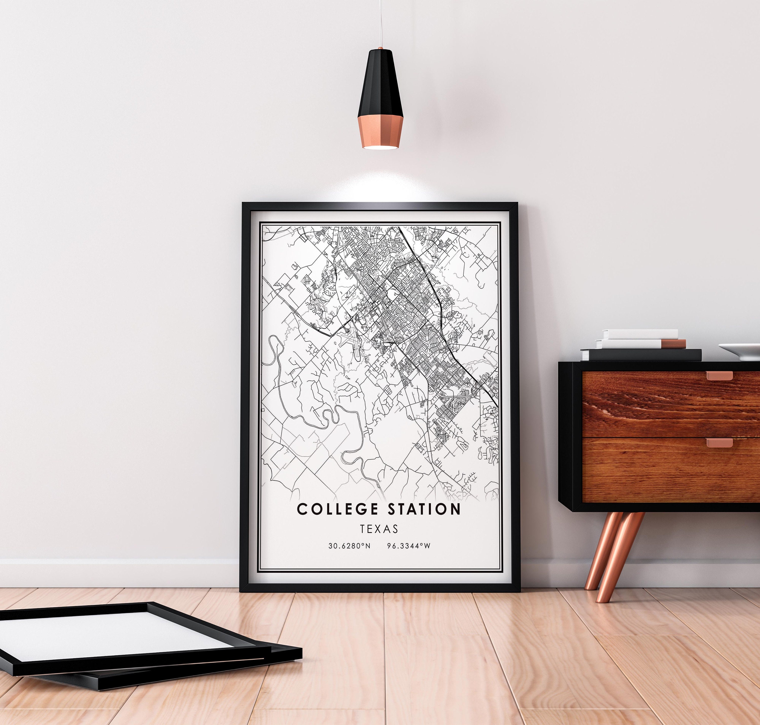 College Station Map Print Poster Canvas | Texas Map Print Poster Canvas ...