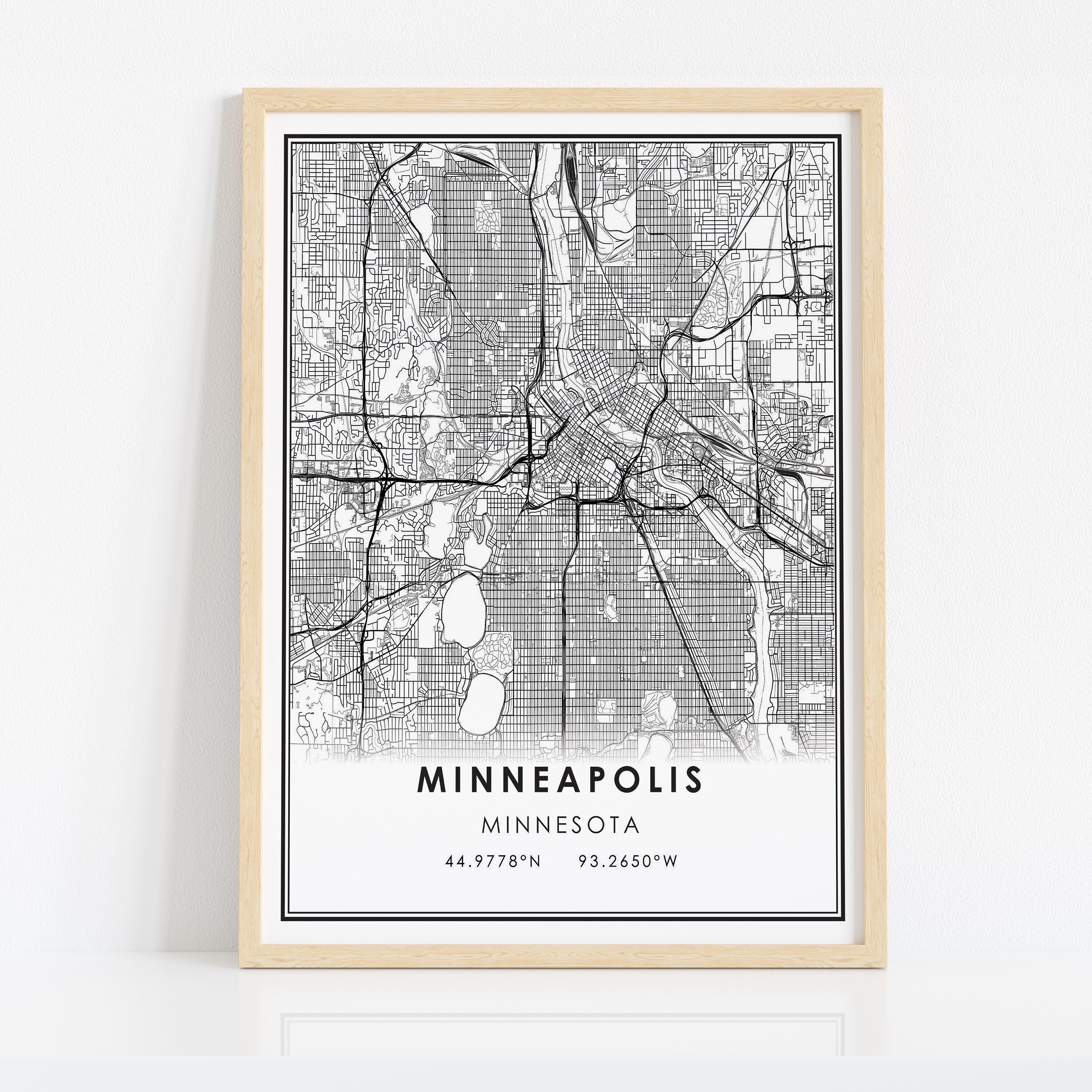 Minneapolis Map Print Poster Canvas Minnesota Map Print - Etsy