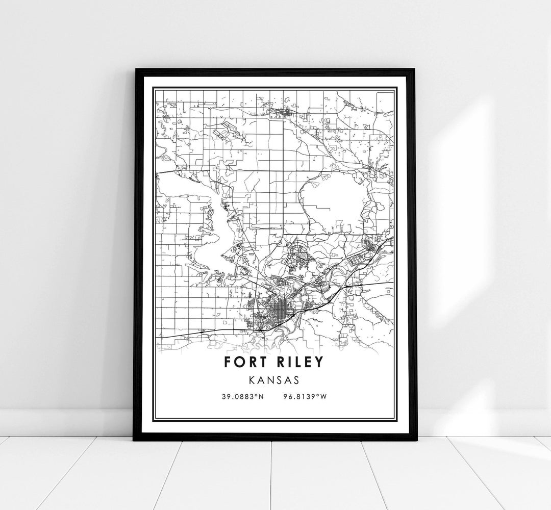 Fort Riley Map Print Poster Canvas | Kansas Map Print Poster Canvas ...