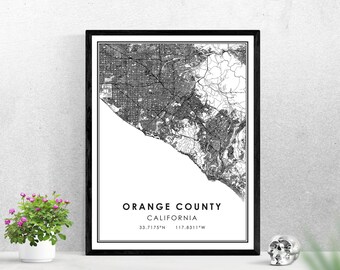 Orange County Map | Etsy