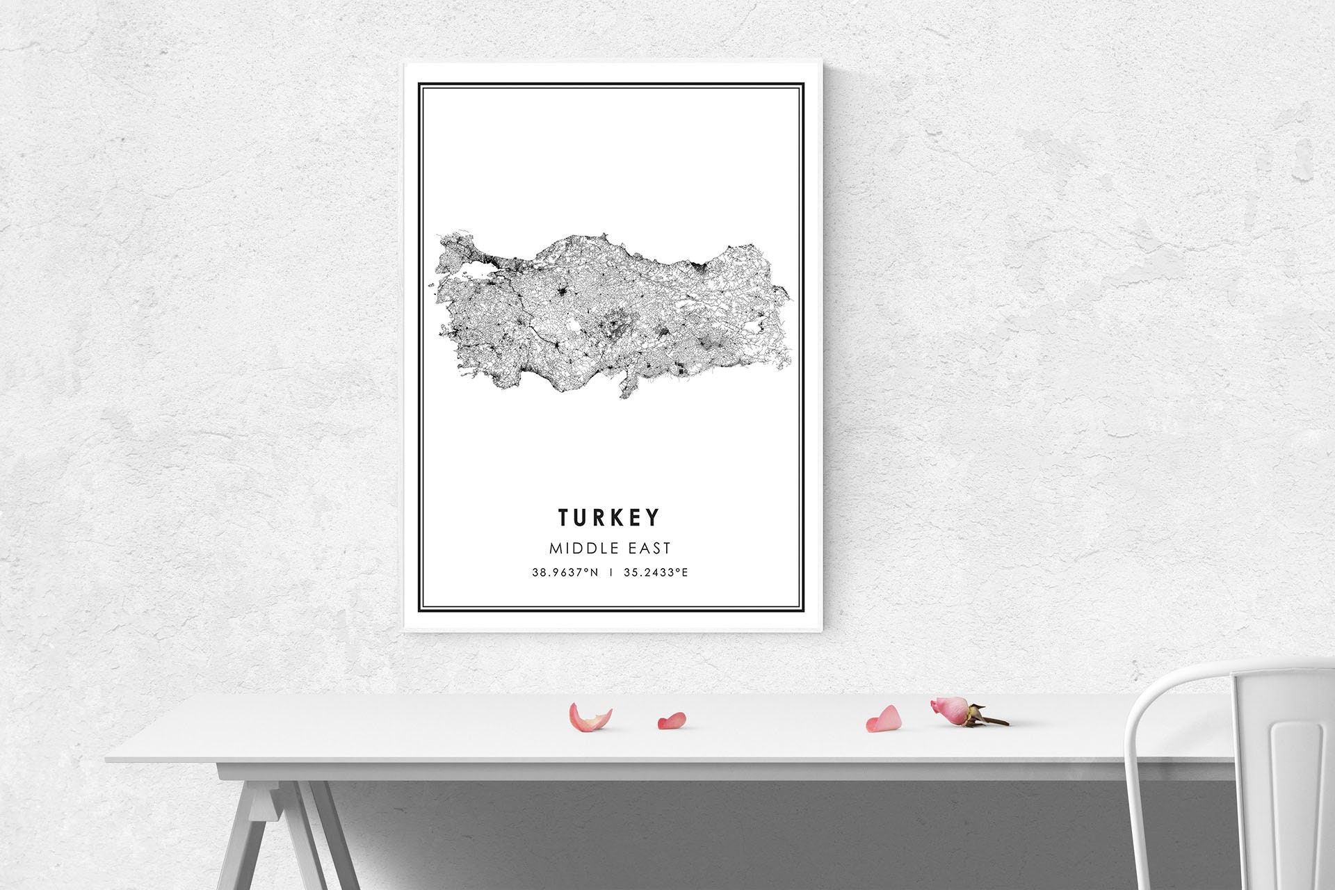 Turkey country map print poster canvas Turkey Middle East | Etsy
