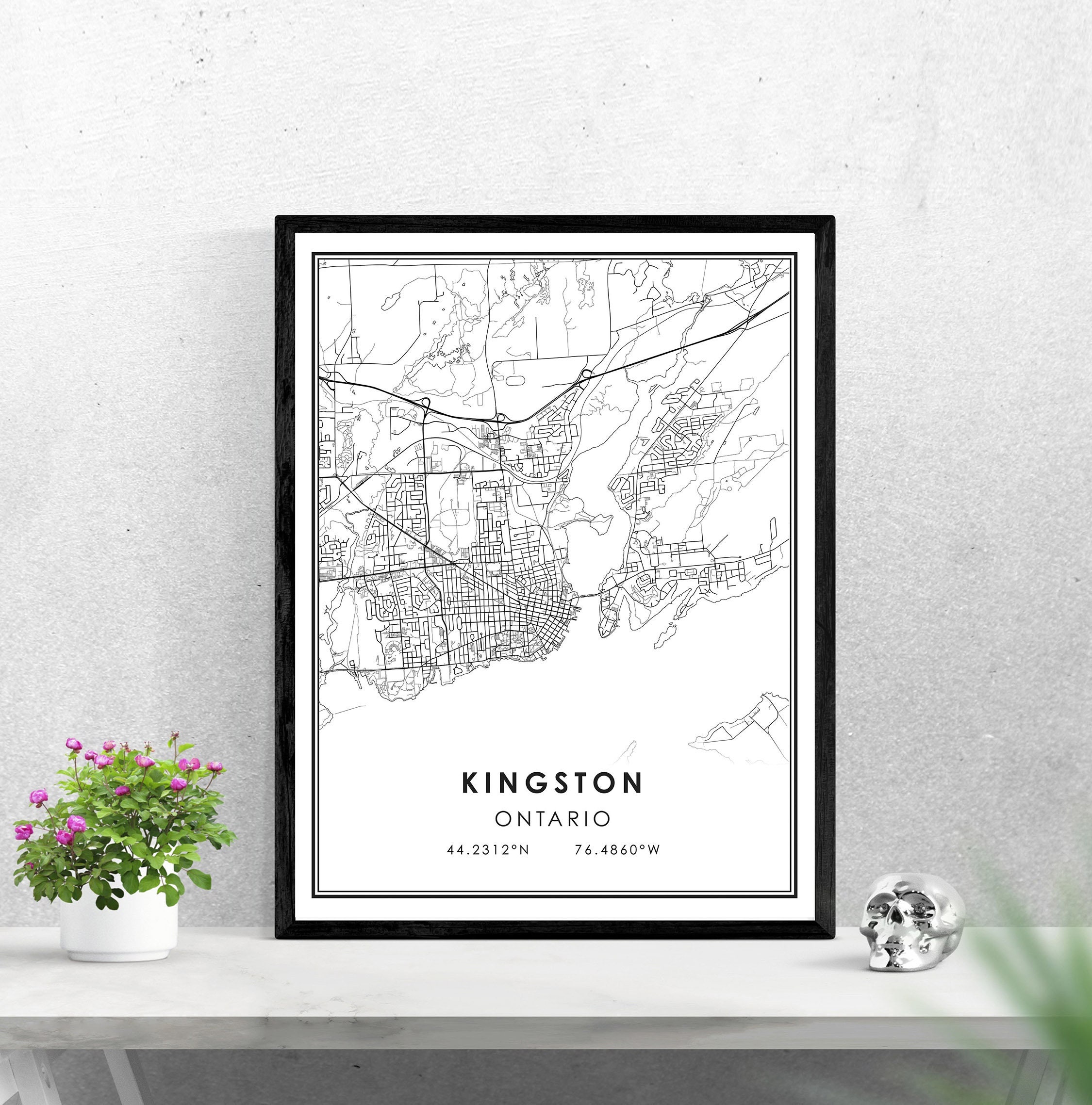 Kingston map print poster canvas Ontario Street map | Etsy