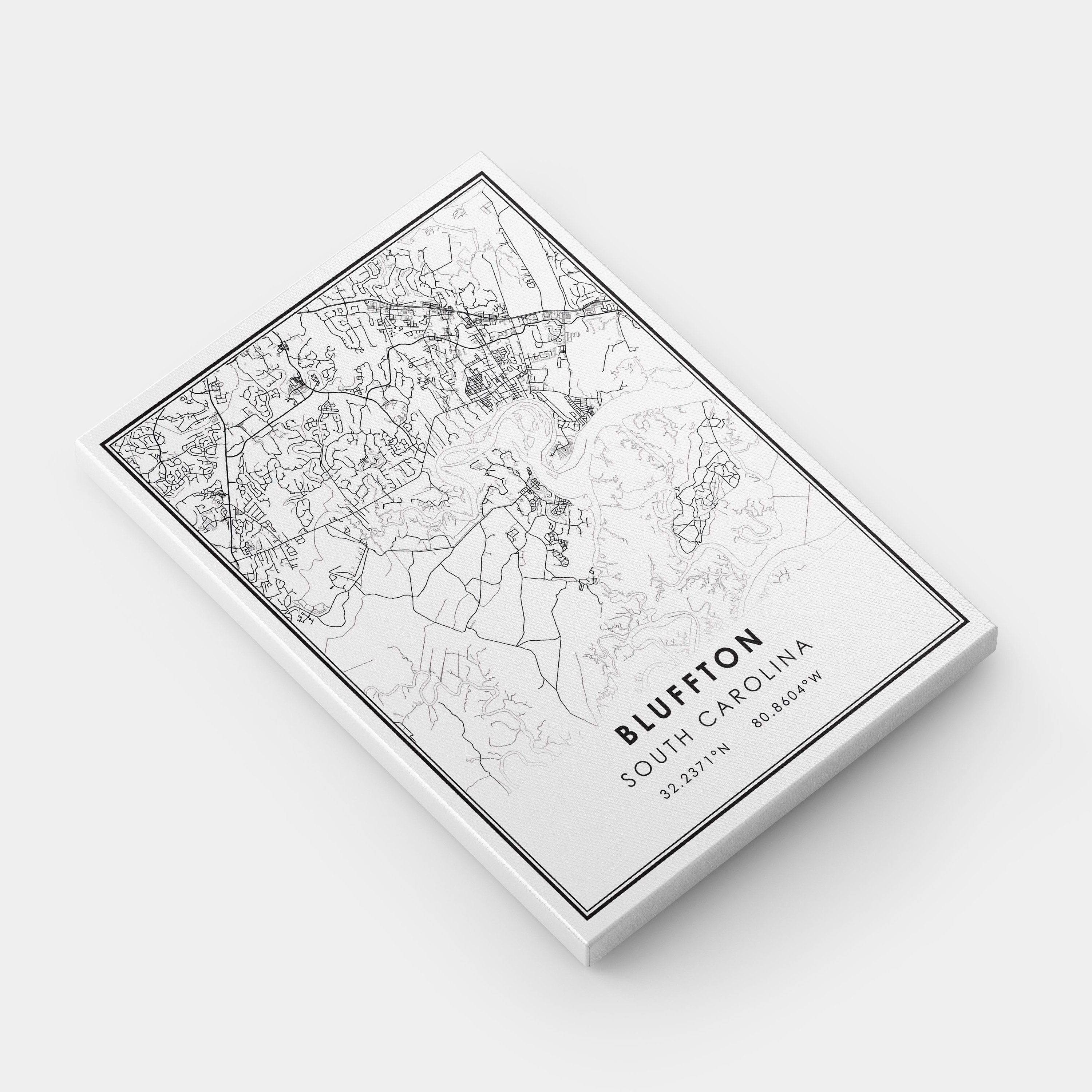 Bluffton South Carolina Map Print Poster Canvas | South Carolina Map ...