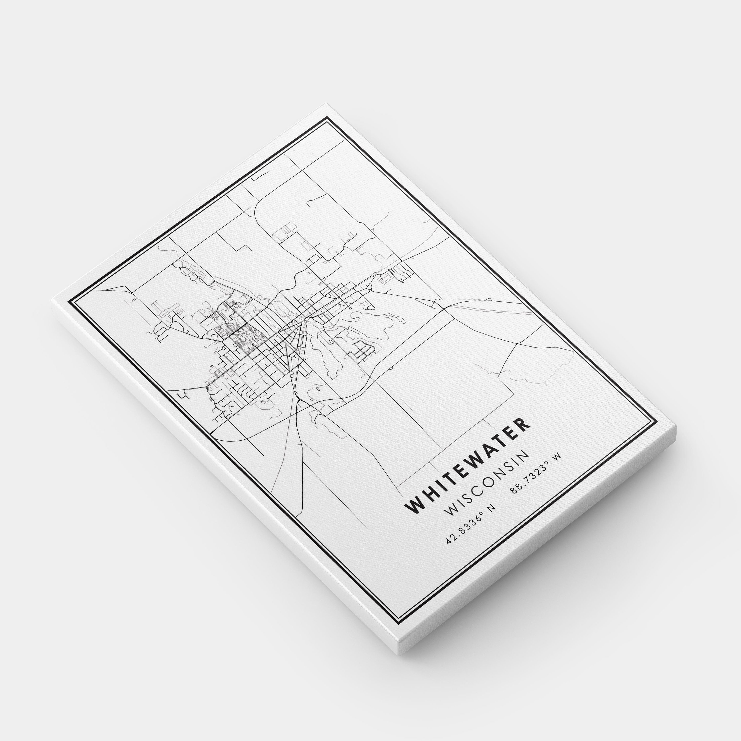 Whitewater Map Print Poster Canvas Wisconsin Map Print - Etsy