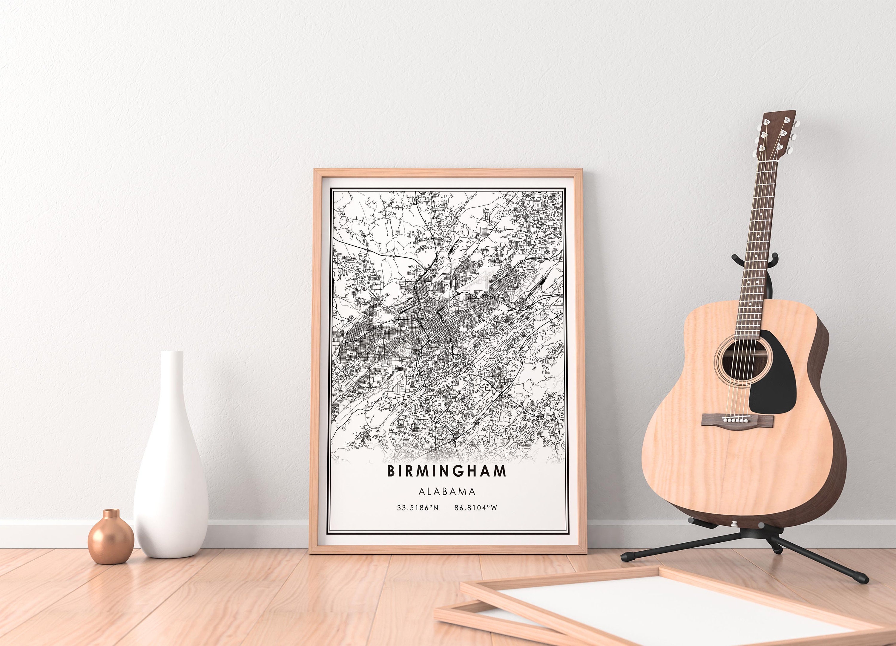 Birmingham Map Print Poster Canvas Alabama Map Print Poster - Etsy
