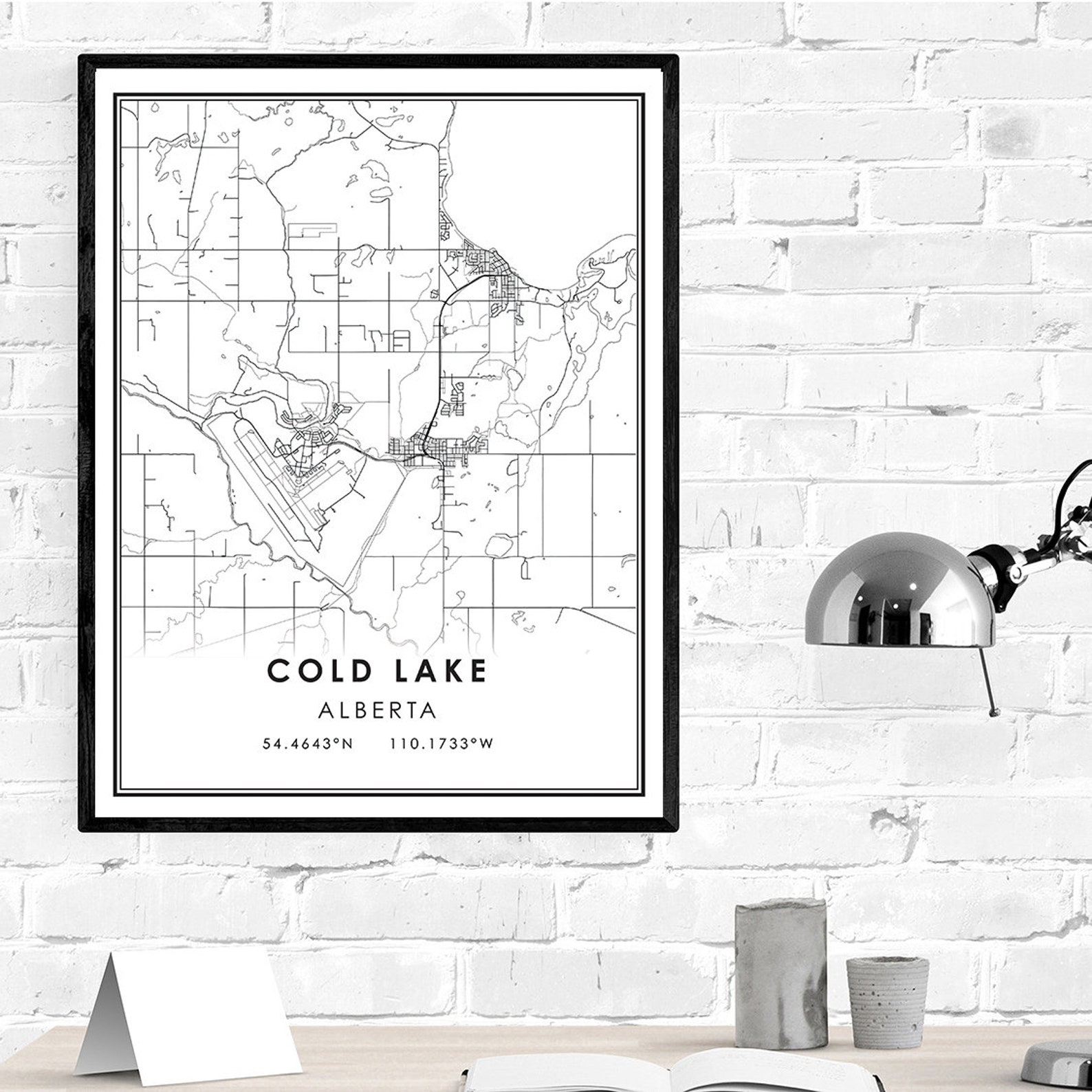 Cold Lake map print poster canvas Alberta map print poster | Etsy