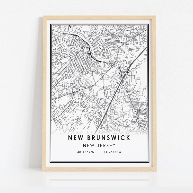 New Brunswick Map Print Poster Canvas New Jersey Map Print - Etsy