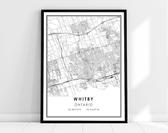 Whitby Vintage Map Poster Wall Art | City Artwork Print | Antique ...