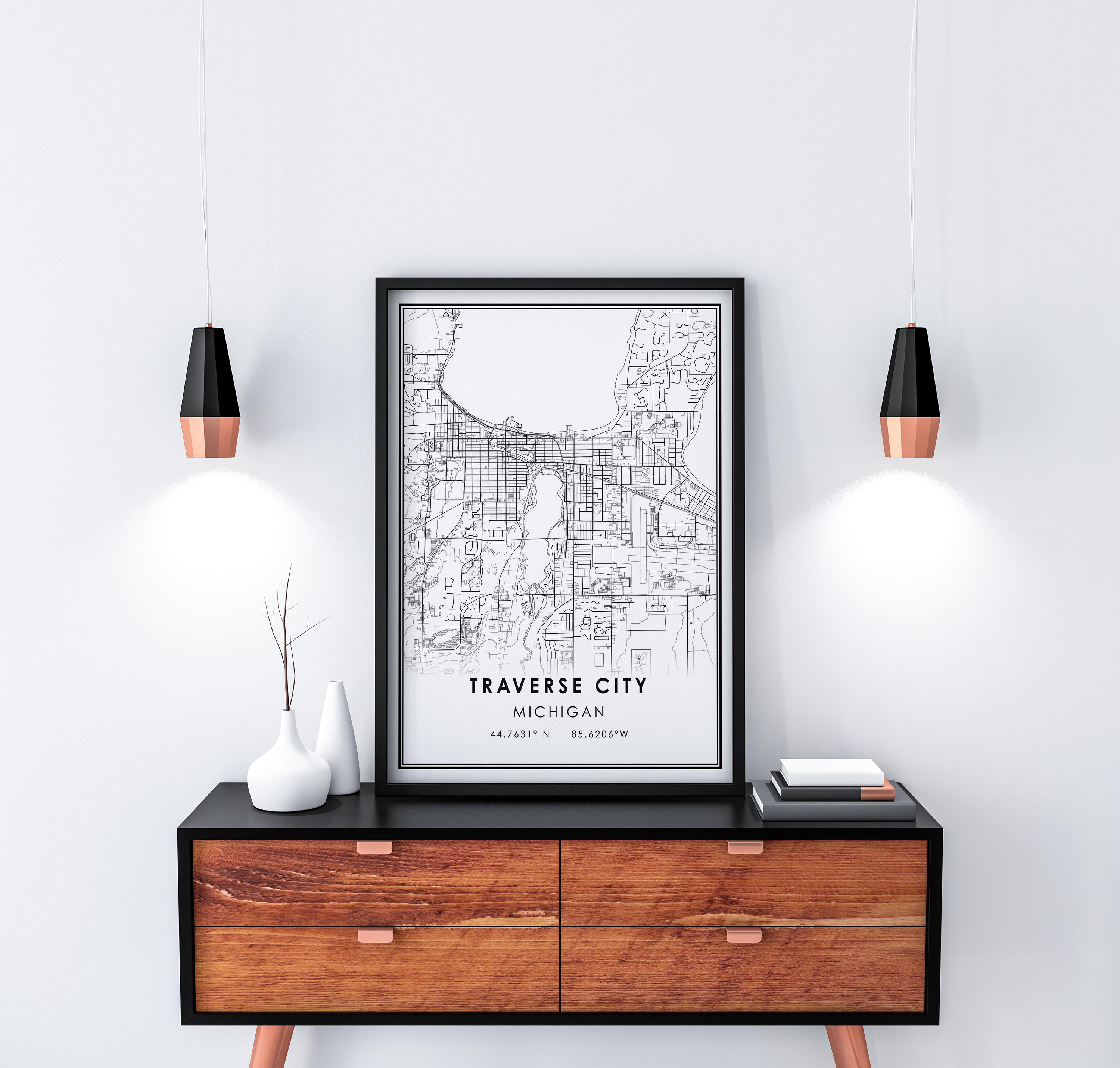 Traverse City Map Druck Poster Leinwand | Missouri Karte Druck Poster ...