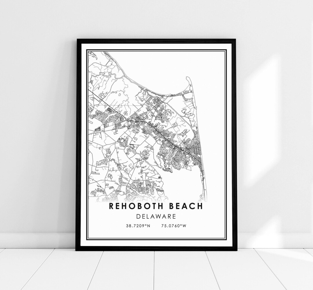 Rehoboth Beach Delaware Map Print Poster Canvas | Delaware Map Print ...