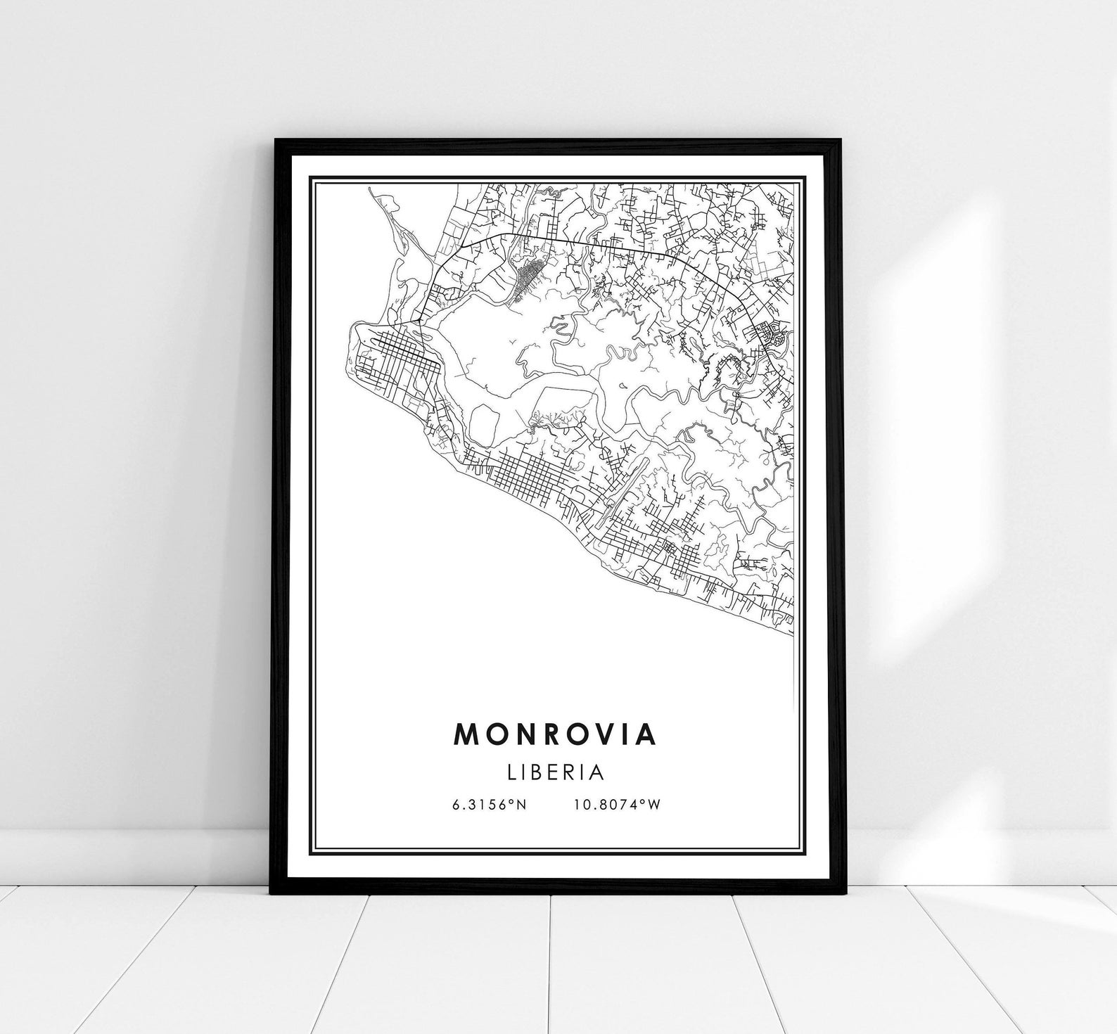Monrovia Map Print Poster Canvas | Liberia Map Print Poster Canvas ...