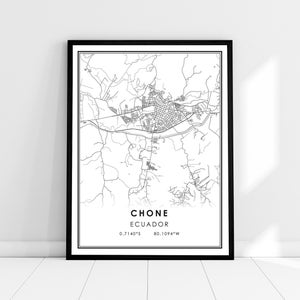 Chone Map Print Poster Canvas | Ecuador Map Print Poster Canvas | Chone ...