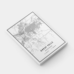 Great Falls Map Print Poster Canvas | Montana Map Print Poster Canvas ...