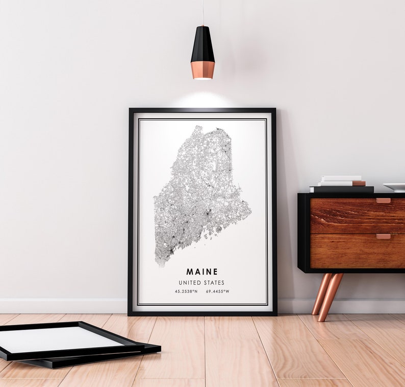 Maine United States Map Print Poster Canvas Maine United | Etsy