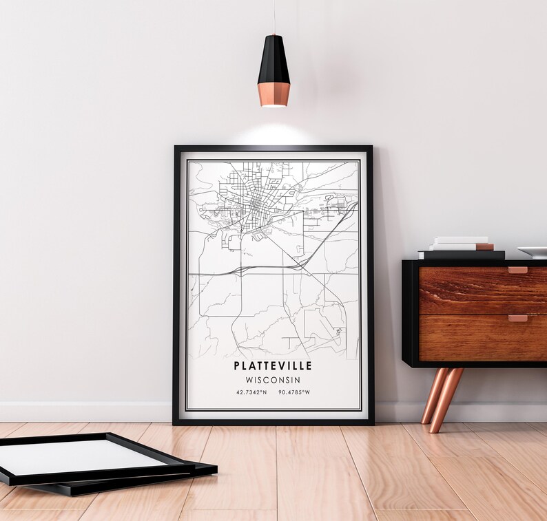 Platteville Map Print Poster Canvas | Wisconsin Map Print Poster Canvas ...