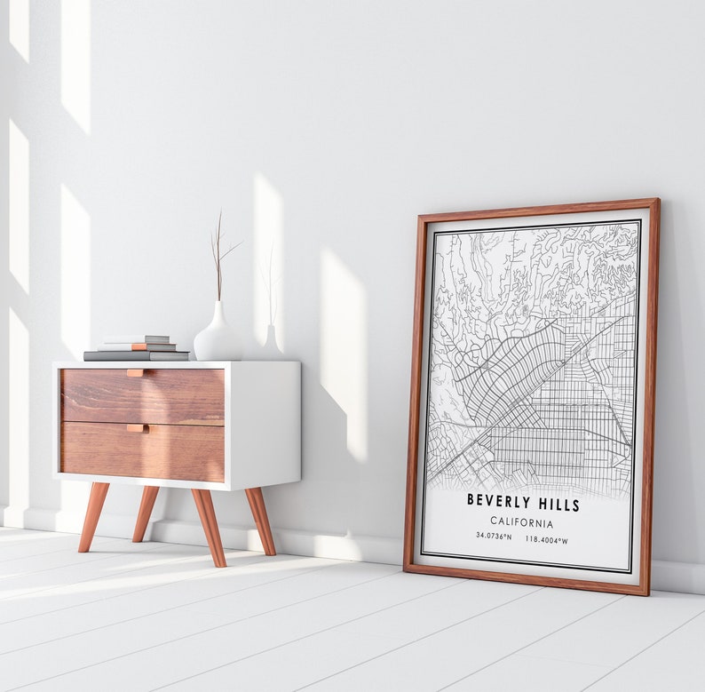 Beverly Hills Map Print Poster Canvas California Map Print - Etsy