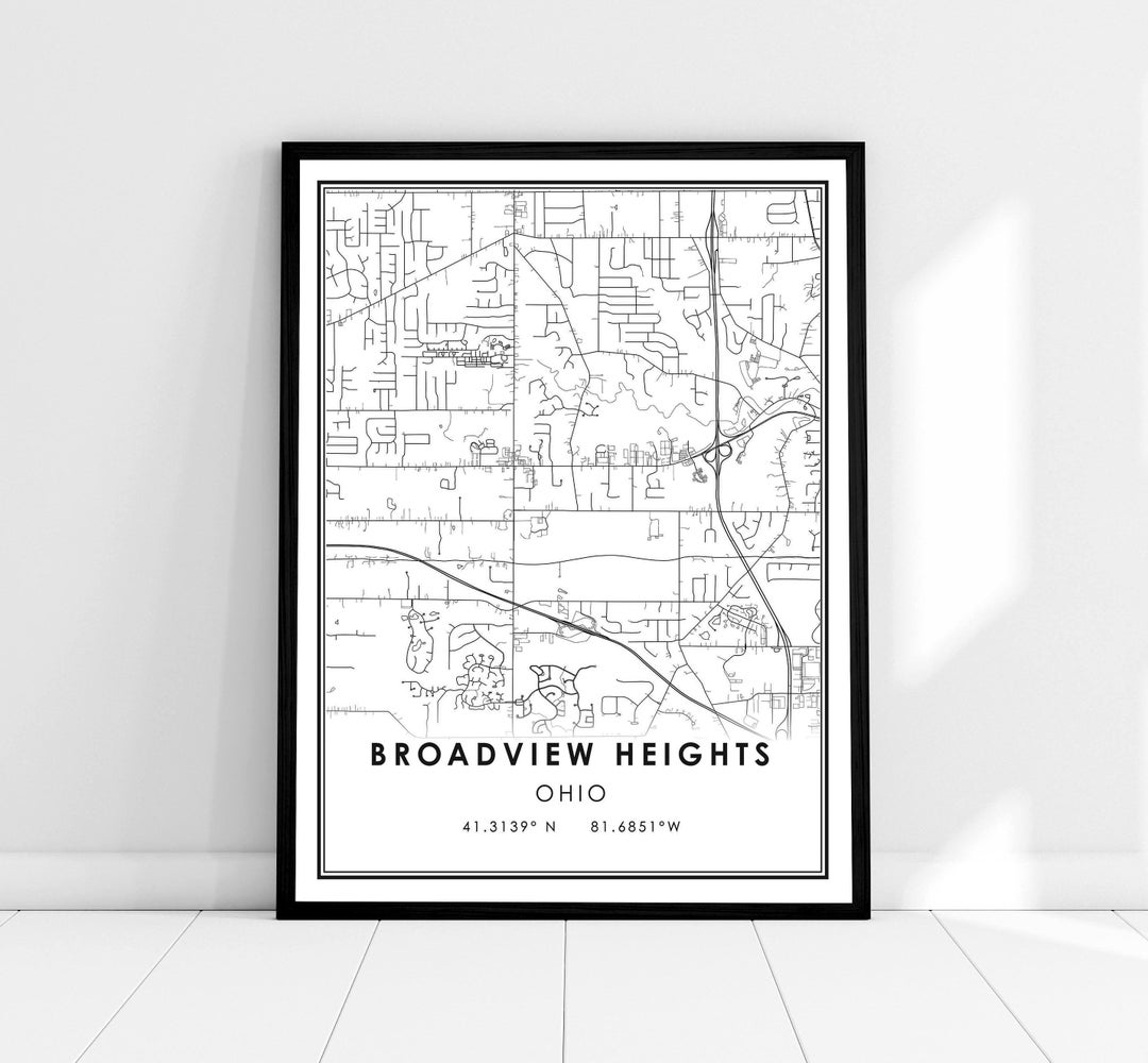 Broadview Heights Map Print Poster Canvas Ohio Map Print Poster Canvas ...