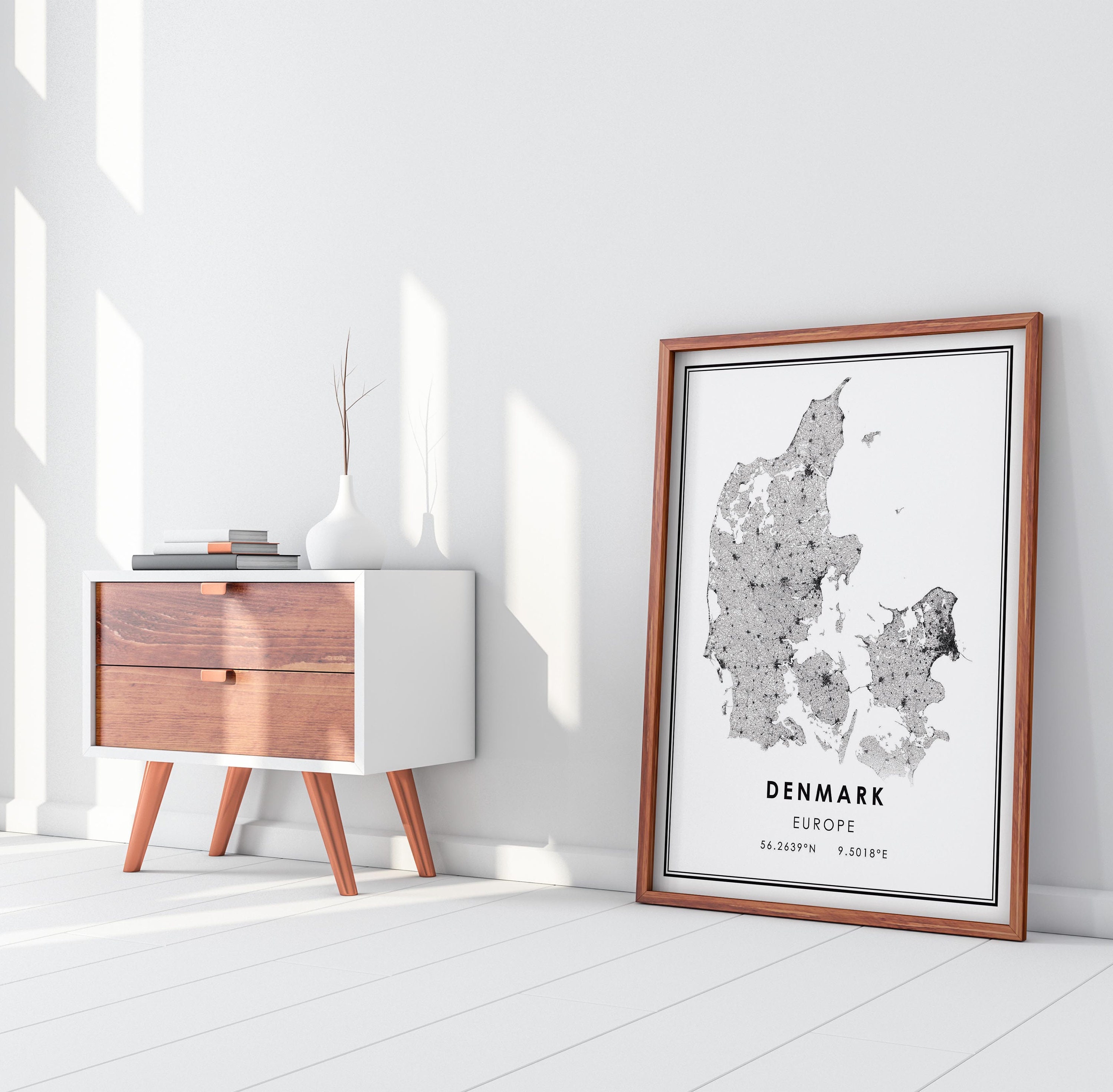 Denmark Country Map Print Poster Canvas Denmark Country Road - Etsy