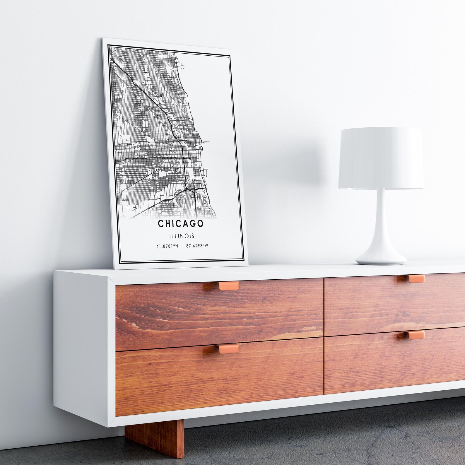 Chicago Map Print Poster Canvas Illinois Map Print Poster Canvas ...