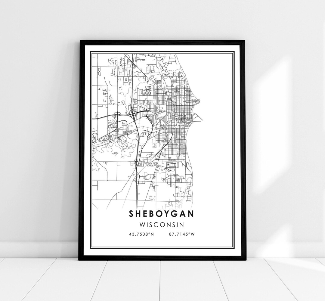 Sheboygan Map Print Poster Canvas | Wisconsin Map Print Poster Canvas ...