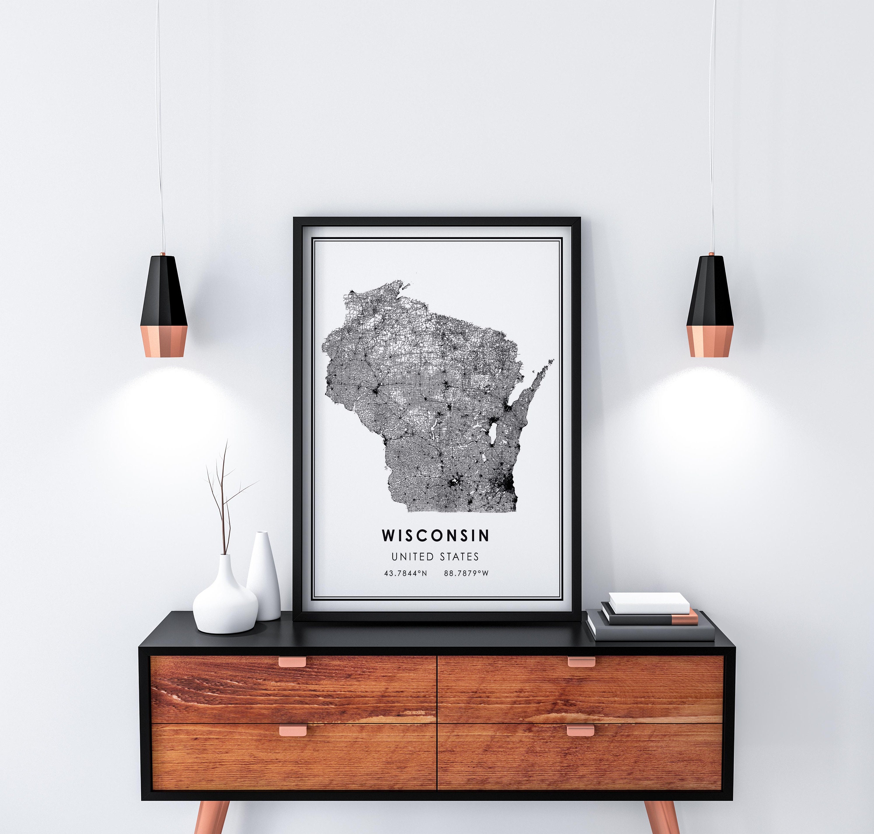 Wisconsin United States Map Print Poster Canvas Wisconsin - Etsy