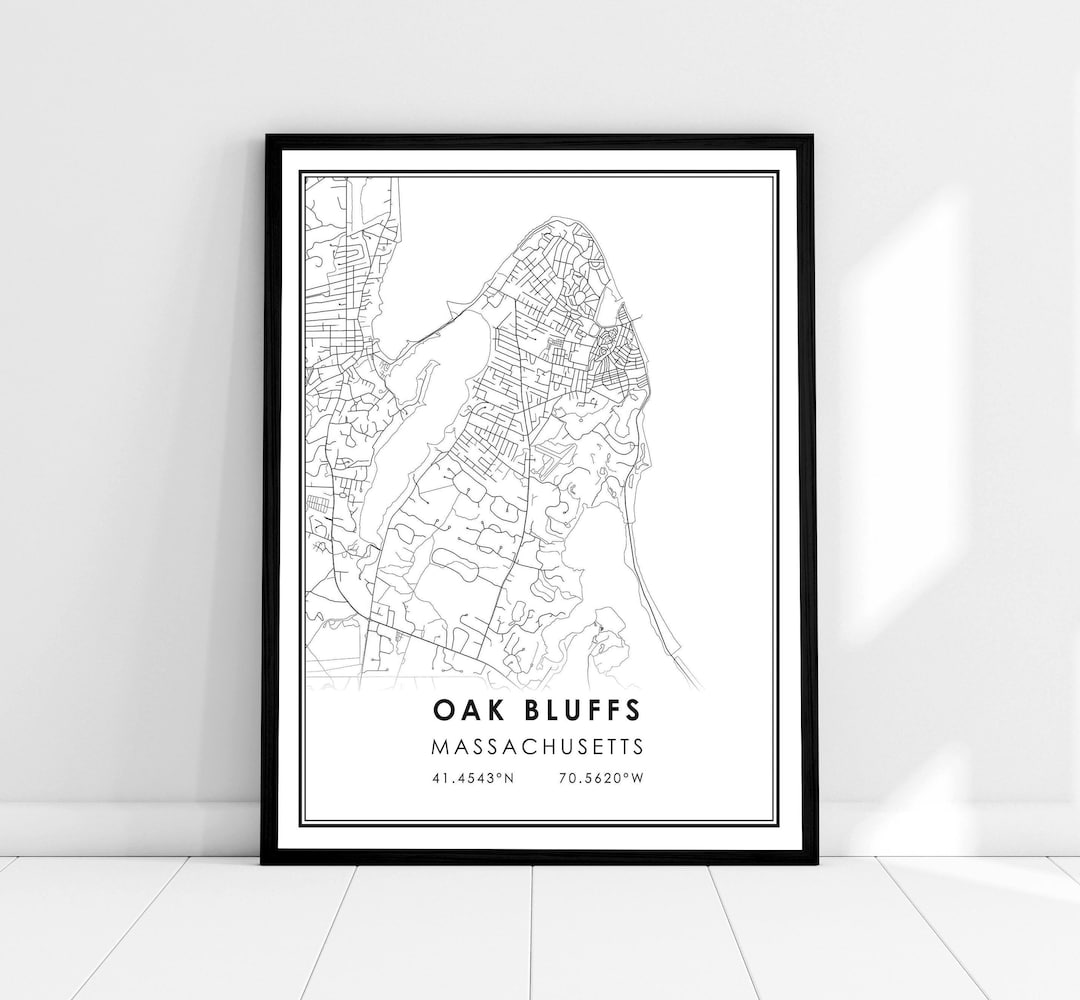 Oak Bluffs Map Print Poster Canvas | Massachusetts Map Print Poster ...