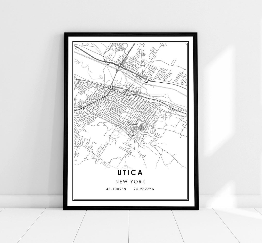 Utica Map Print Poster Canvas | Utica New York Map Print Poster Canvas ...