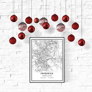 Frederick map print poster canvas Maryland Street map | Etsy