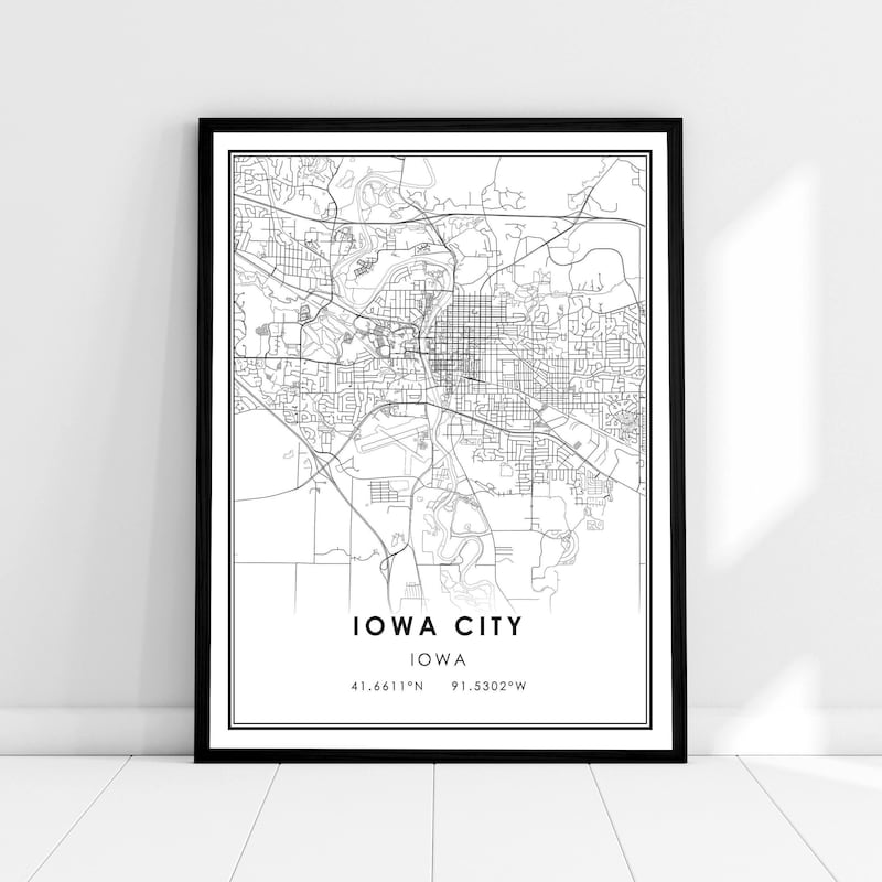 Iowa City on Map - Etsy