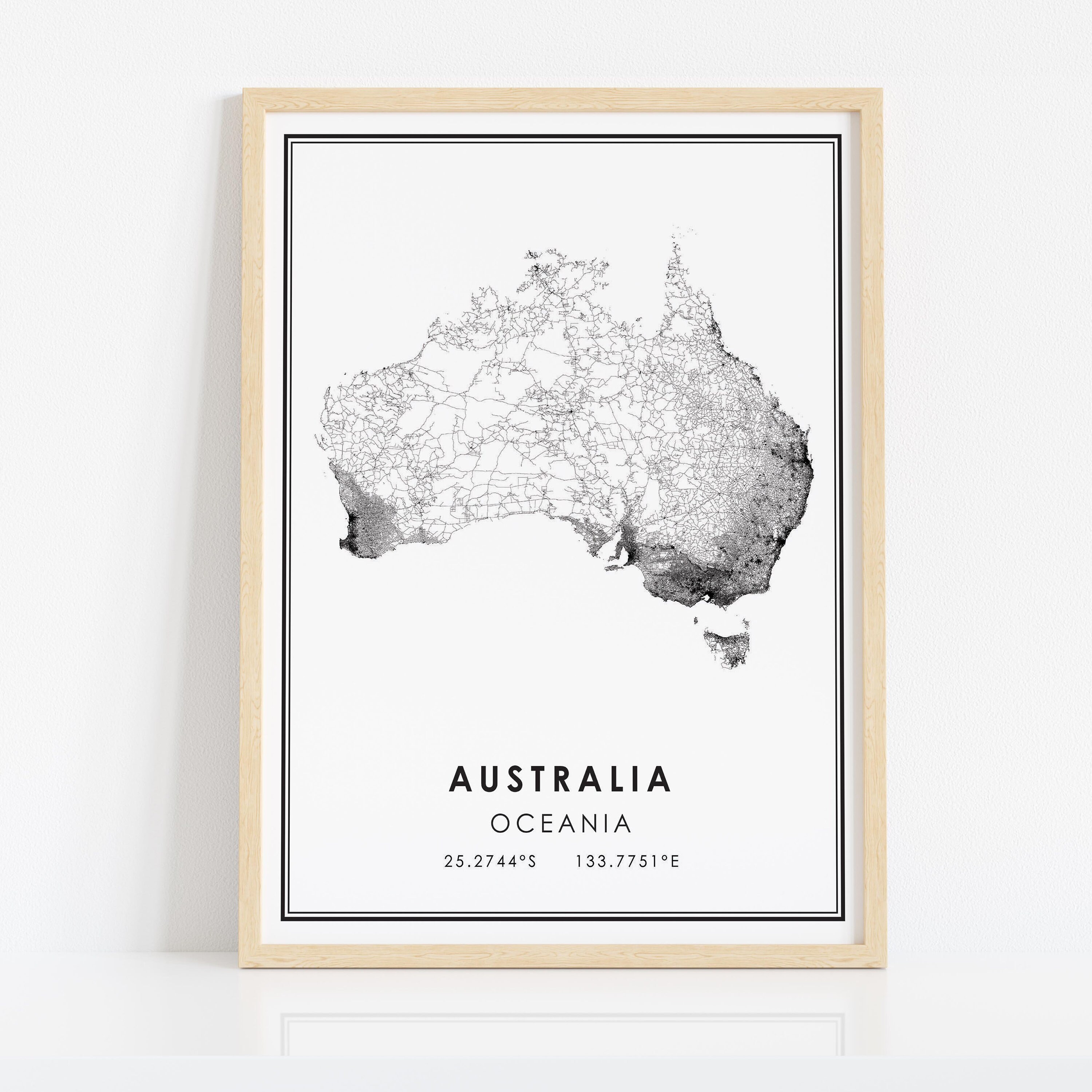 Australia Map Print Poster Canvas Australia Country Road Map - Etsy