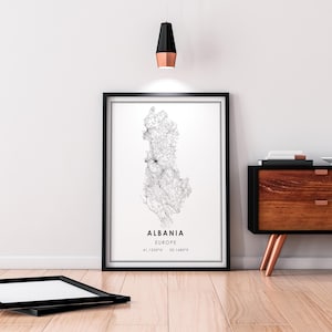 Albania Country Map Print Poster Canvas Albania Country Road Map Print ...