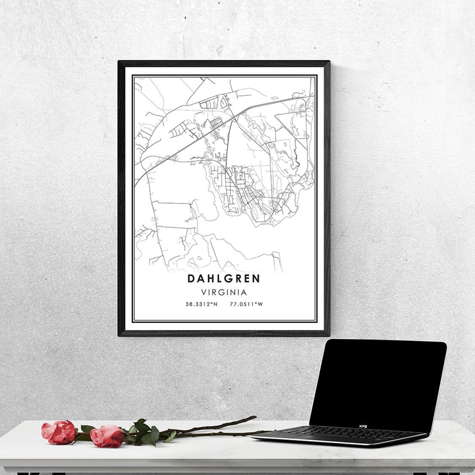 Dahlgren map print poster canvas Virginia map print poster | Etsy