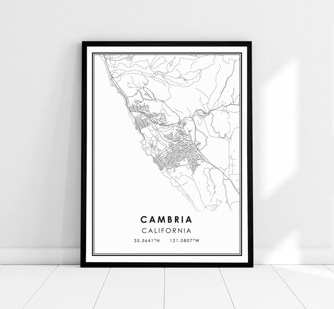Cambria California Map Print Poster Canvas | California Cambria Map ...
