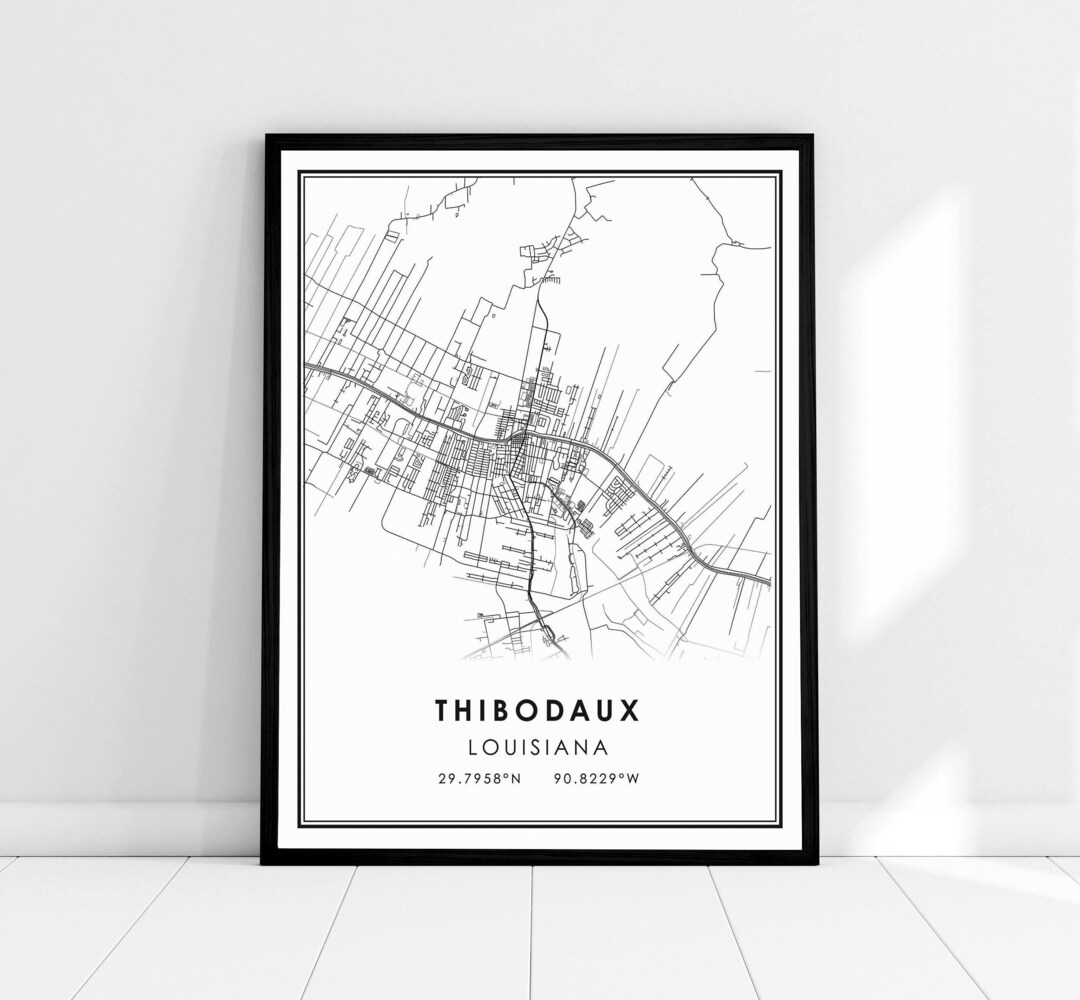 Thibodaux Louisiana Map Print Poster Canvas | Thibodaux City Map Print ...