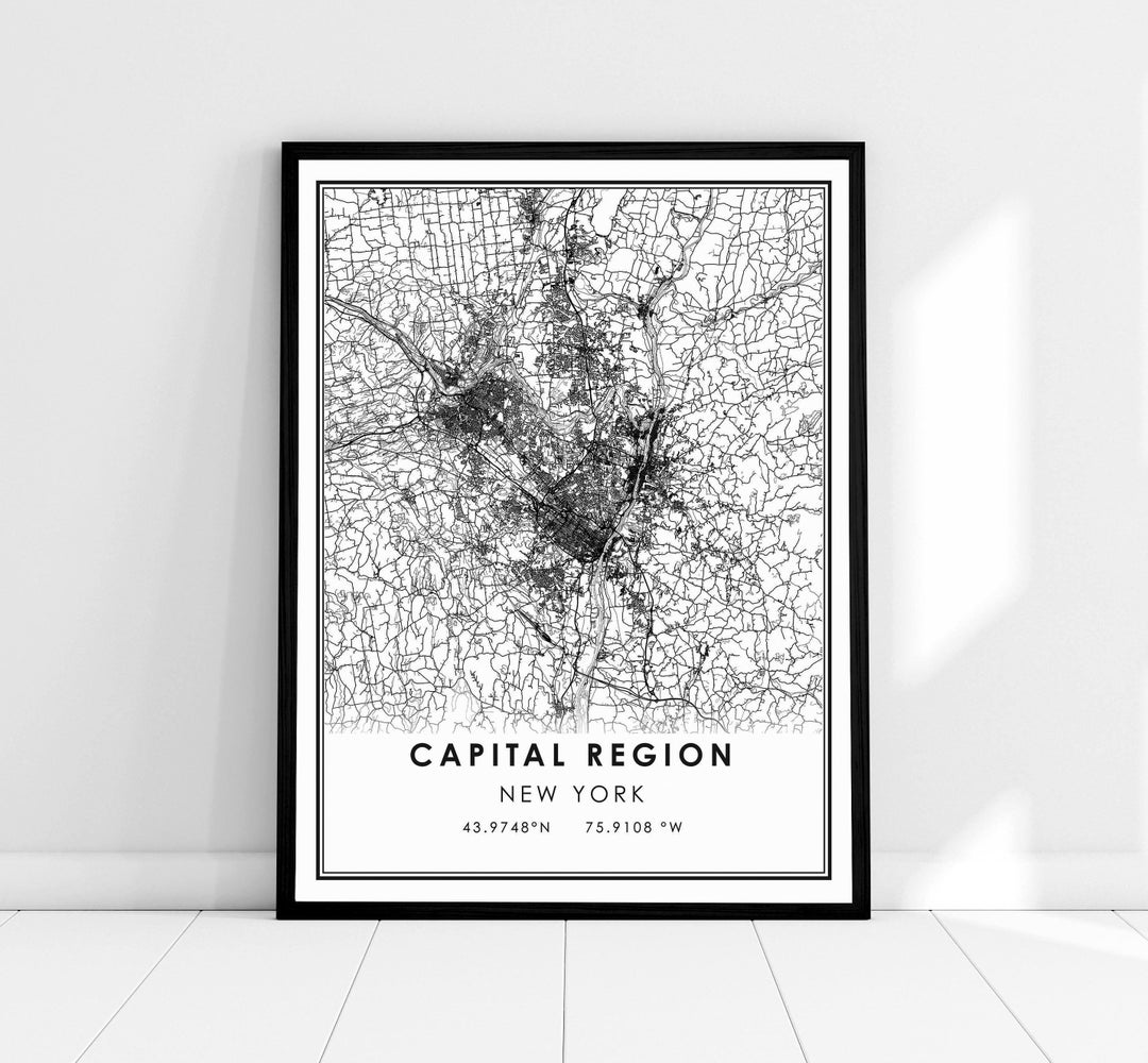 Capital District New York Map Print Poster Canvas | Capital District ...