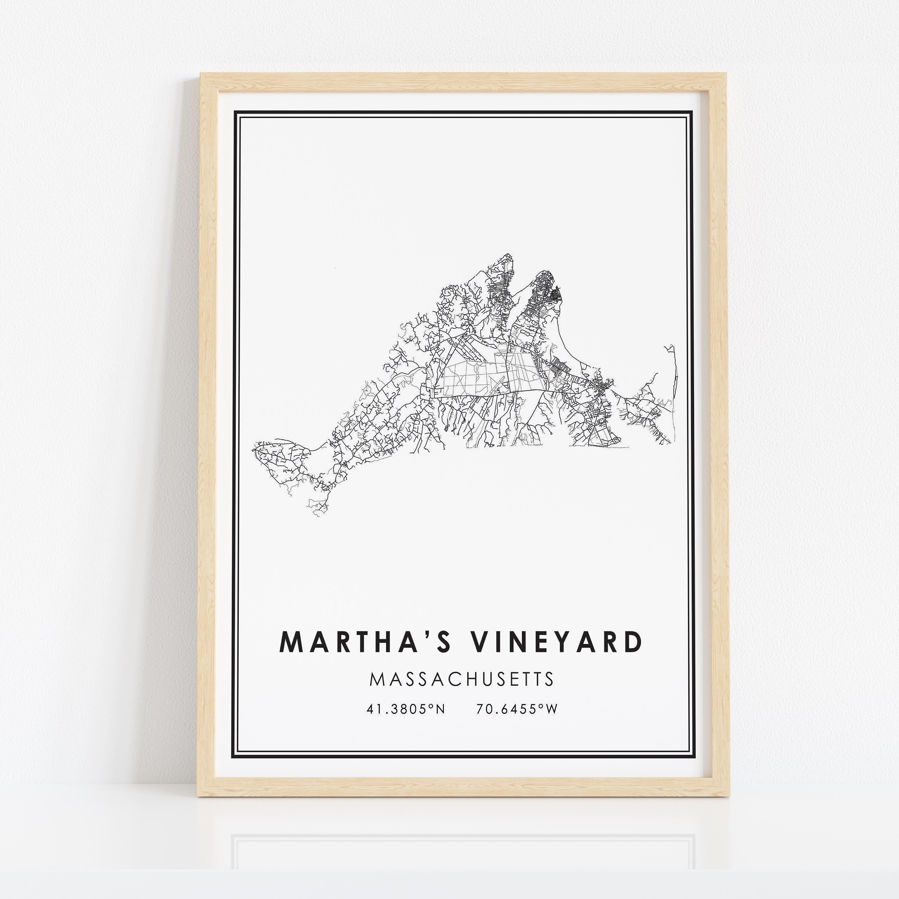 Martha's Vineyard mapa imprimir póster lienzo / Mapa de - Etsy España