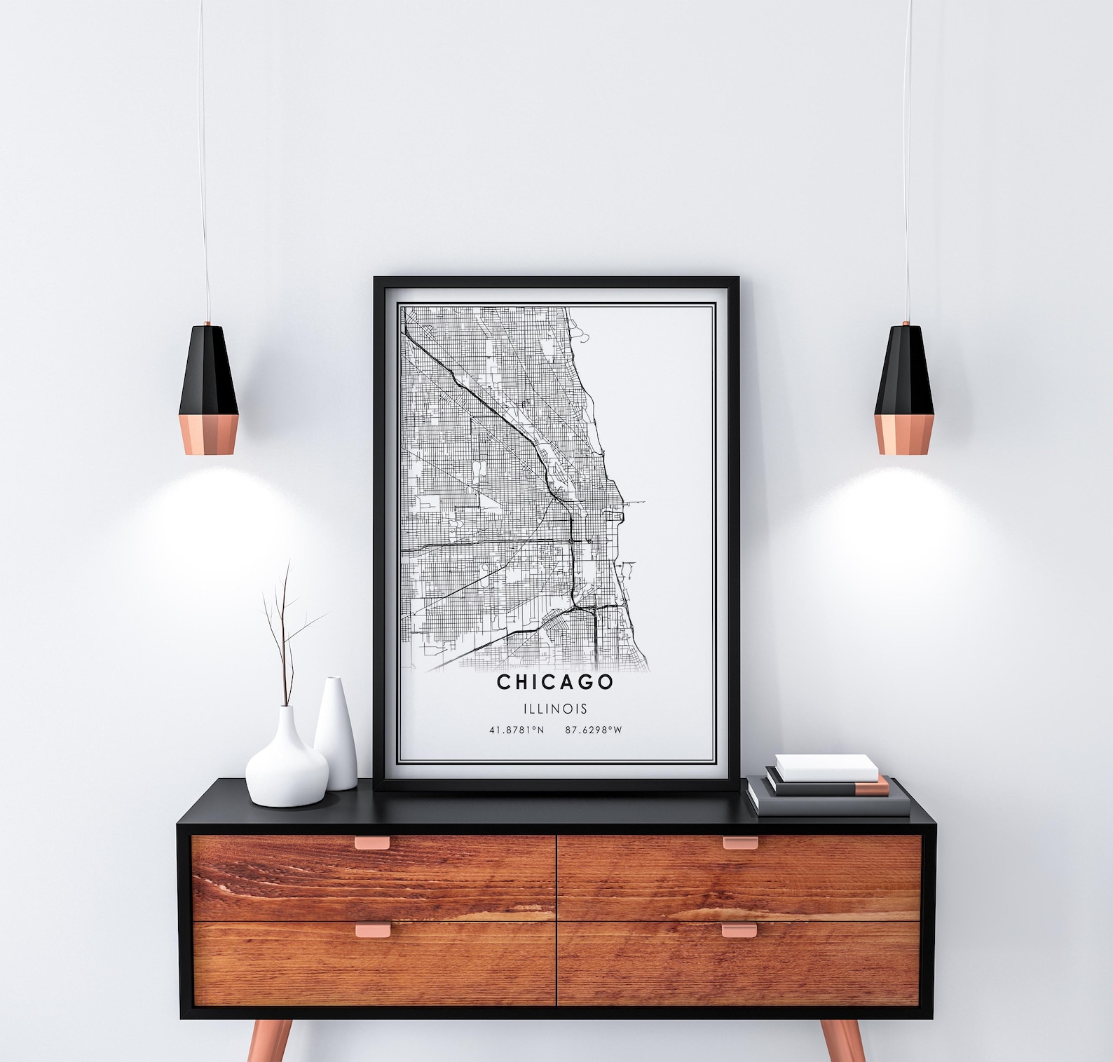 Chicago Map Print Poster Canvas Illinois Map Print Poster Canvas ...
