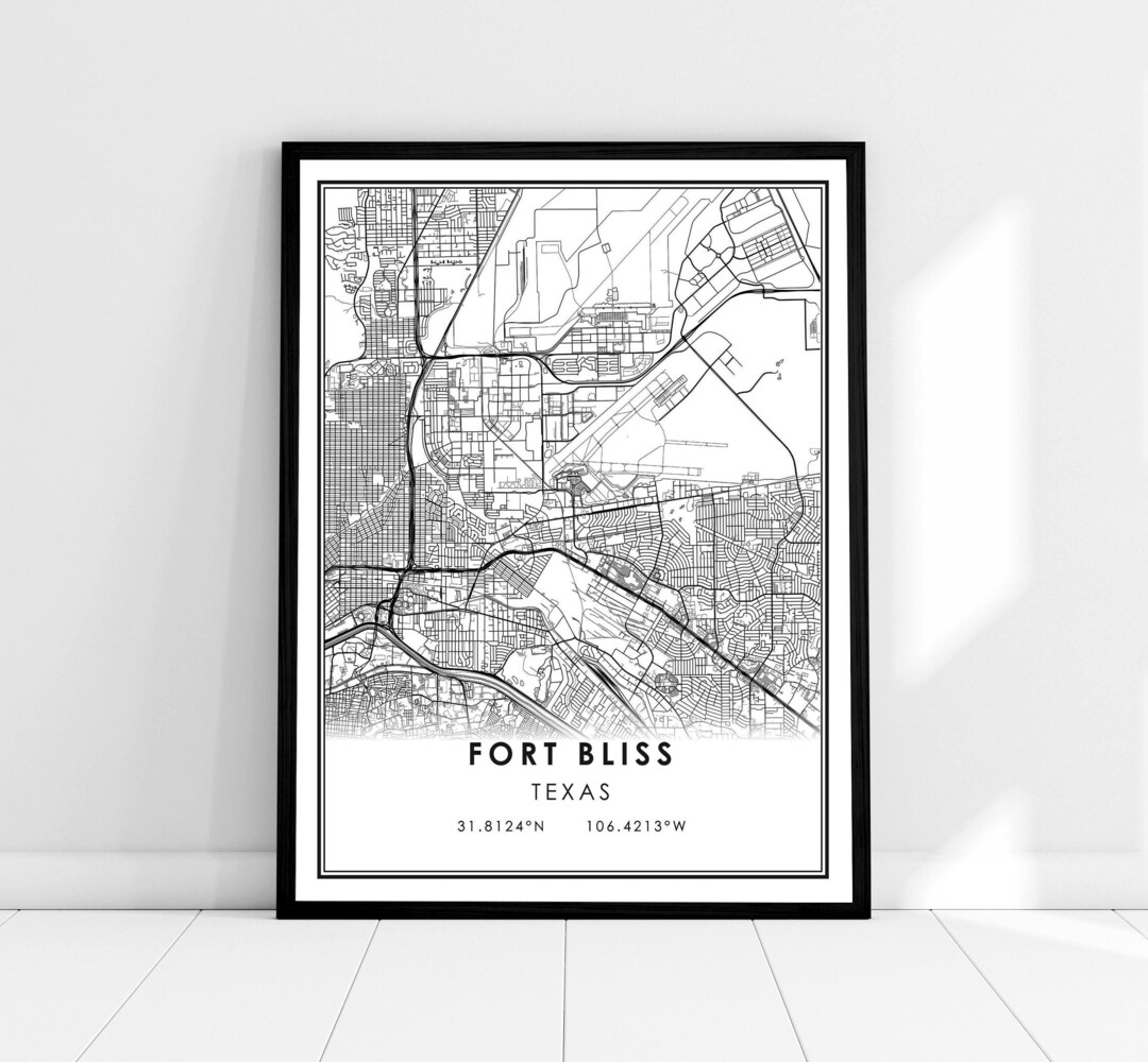 Fort Bliss Map Print Poster Canvas | Texas Map Print Poster Canvas ...