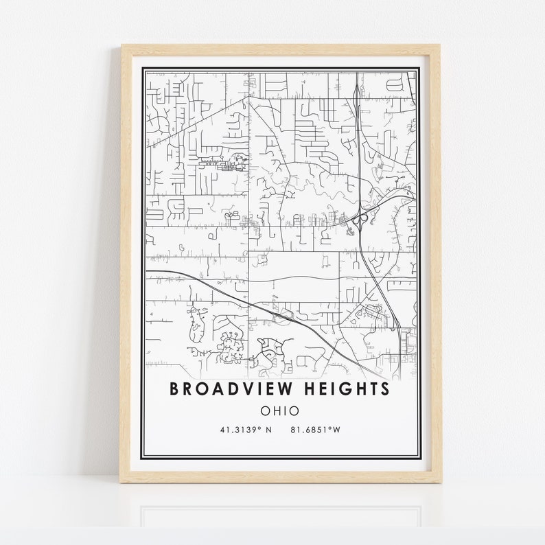 Broadview Heights Map Print Poster Canvas Ohio Map Print - Etsy